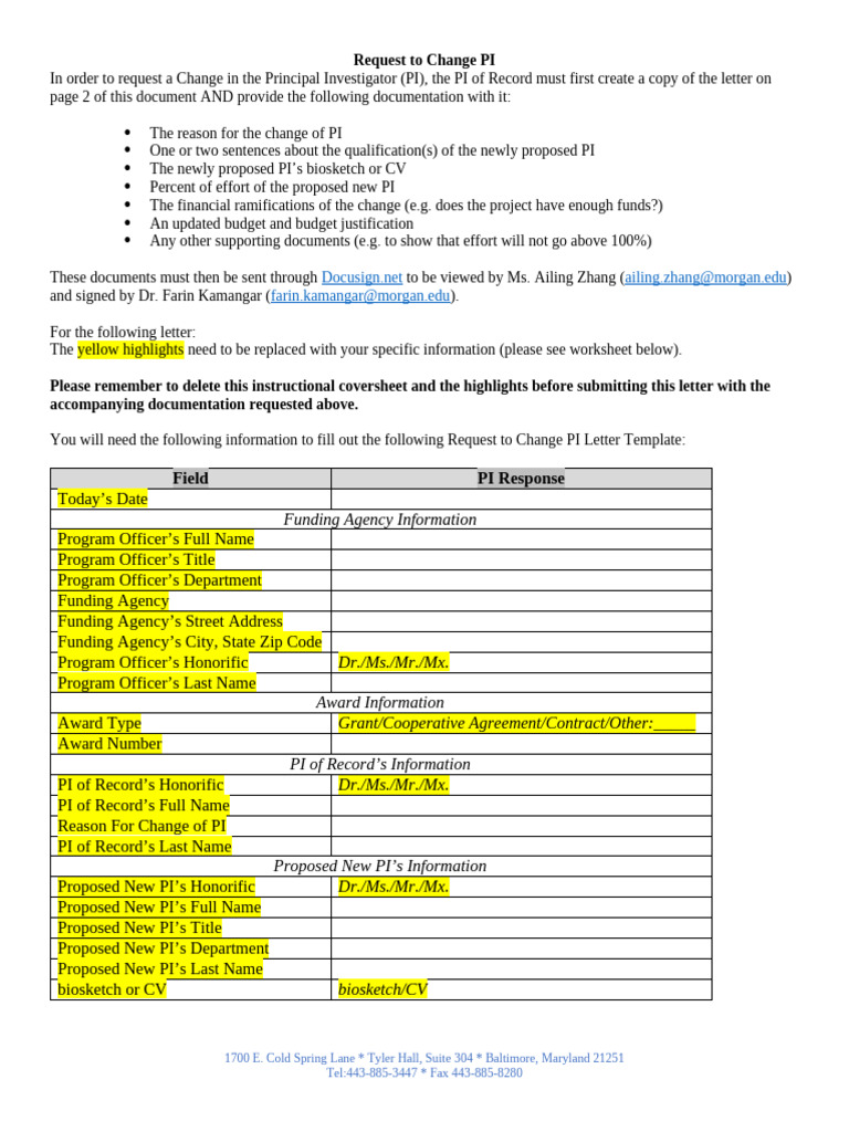 Request Change PI Template | PDF