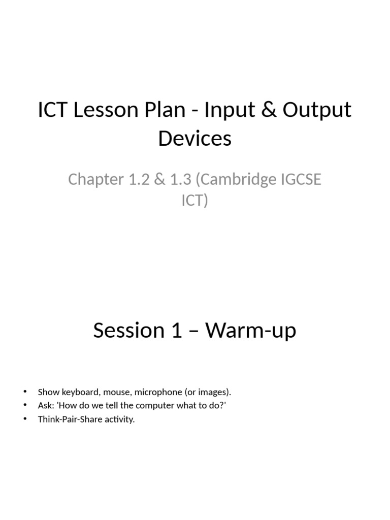 ICT Input Output Devices Lesson | PDF | Printer (Computing) | Computer ...