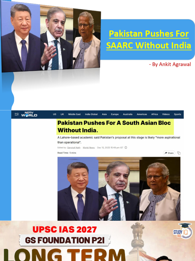 Pakistan Advocates SAARC Exclusion of India | PDF