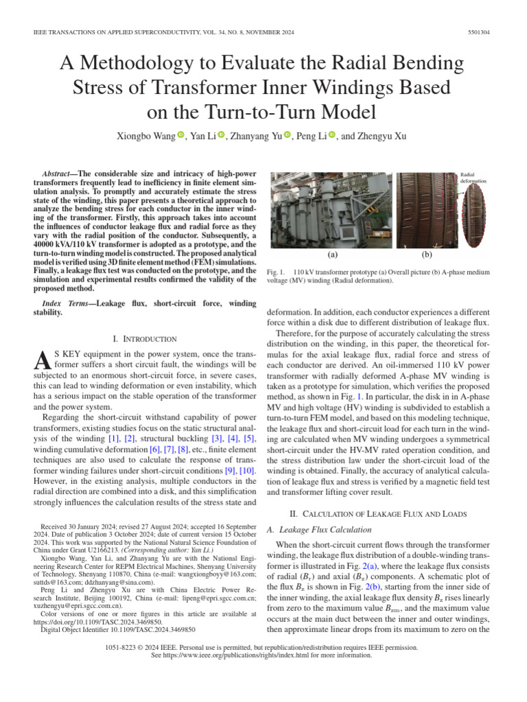 A Methodology To Evaluate The Radial Bending Stress of Transformer ...