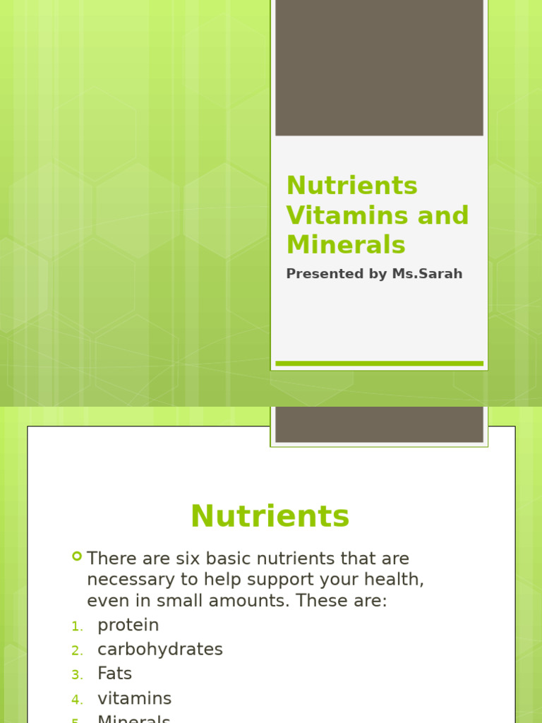 Essential Nutrients: Vitamins & Minerals Guide | PDF | Digestion ...
