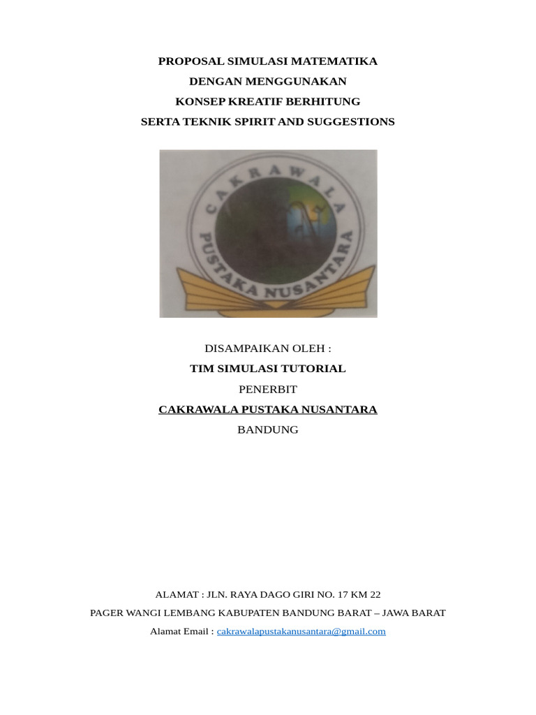 Proposal Simulasi Matematika Kreatif | PDF