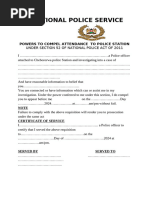 Kenya Police P52 Requisition Form | PDF | Finance & Money Management | Law