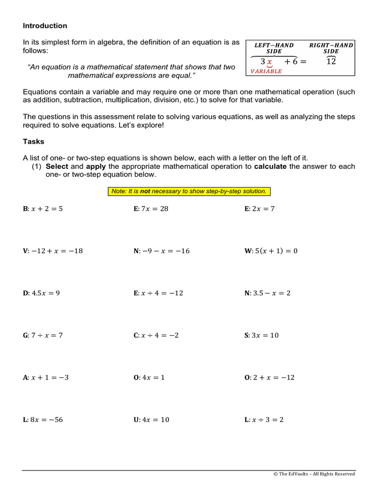 MYP2 Solving Equations (A) - 3 | PDF