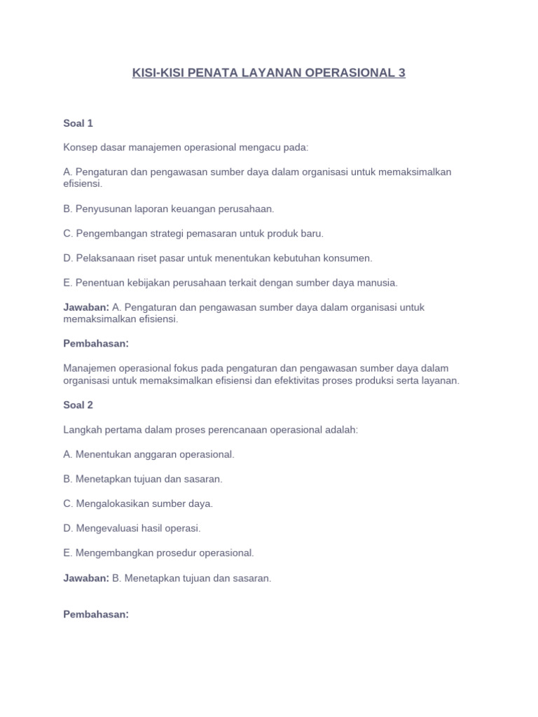 Soal Penata Layanan Operasional 3 | PDF