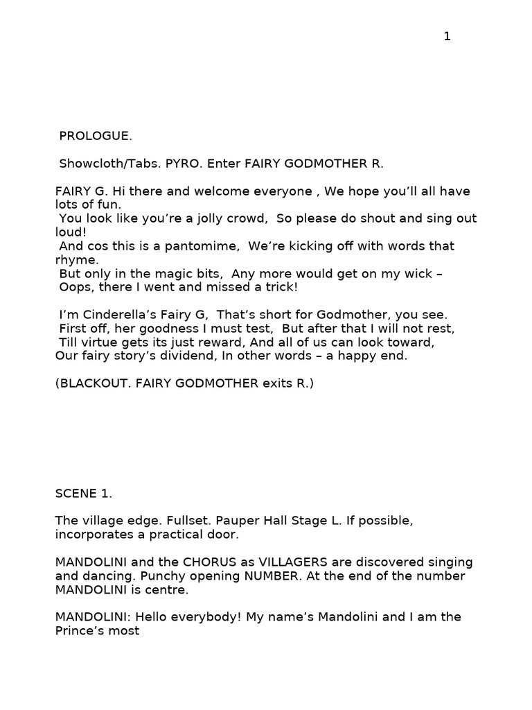 Cinderella Pantomime Script Excerpt | PDF | Cinderella