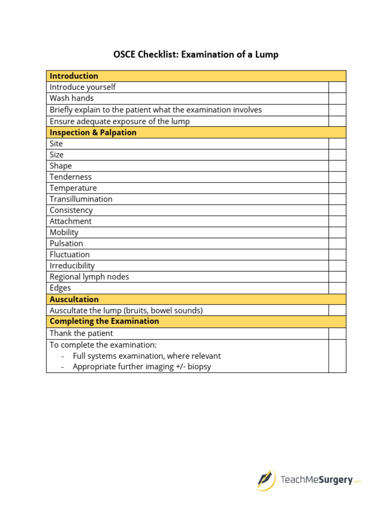 Examination of A Lump | PDF