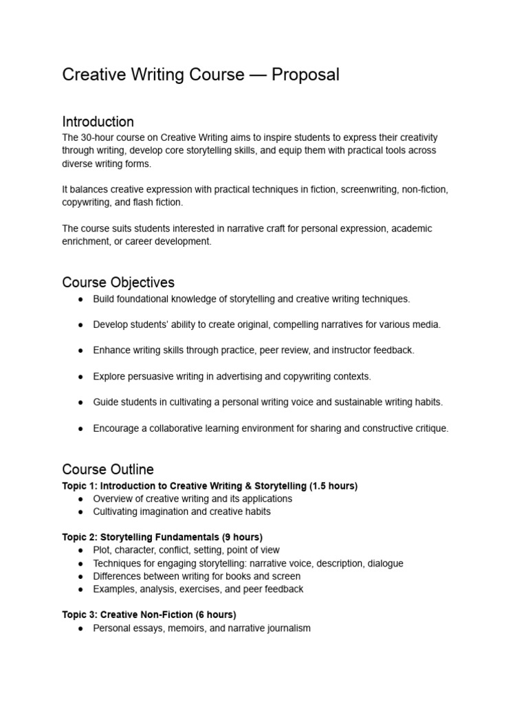 Creative Writing Course Framework | PDF | Creative Writing | Narrative