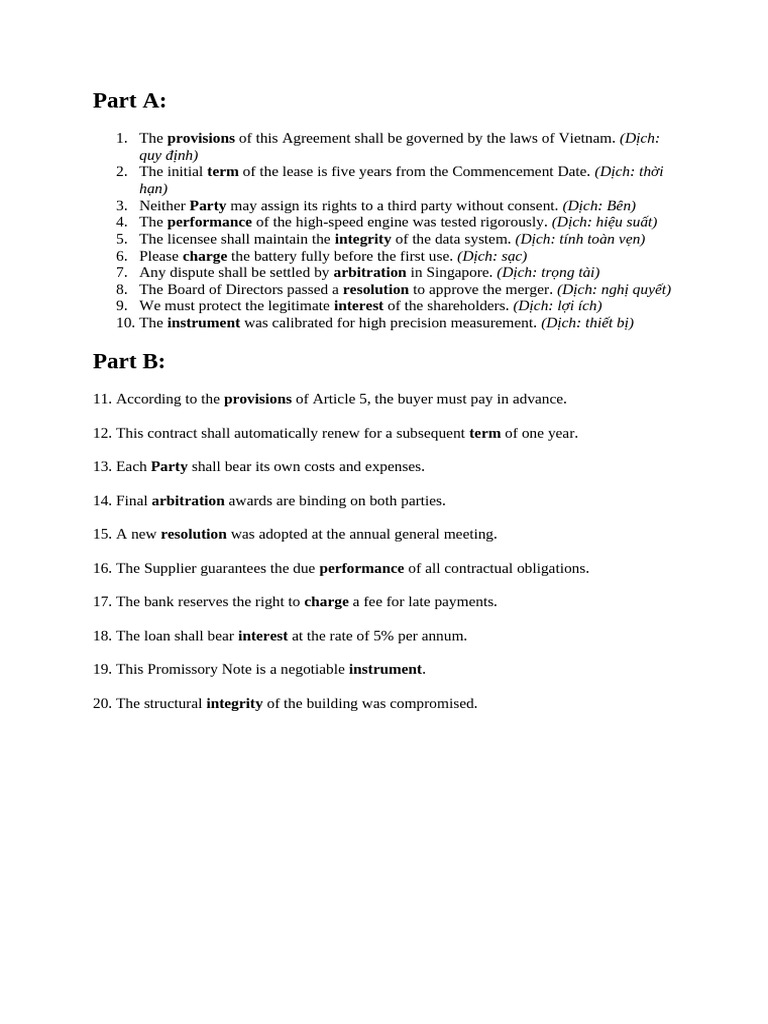 Key Legal Provisions and Terms | PDF