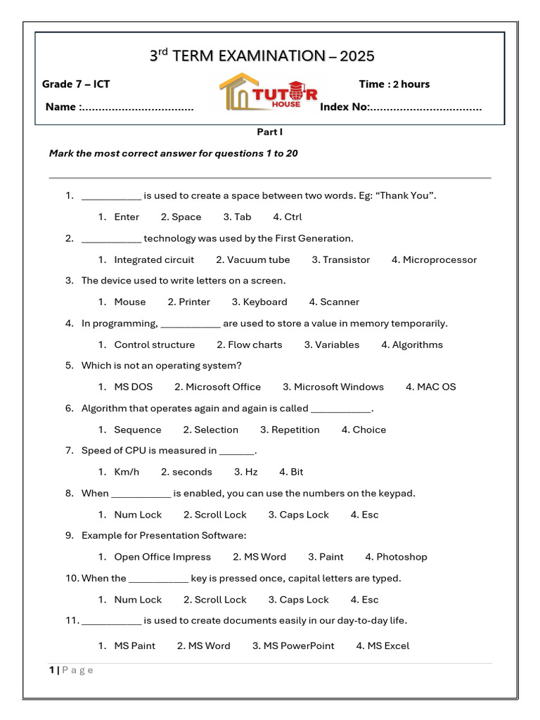 GR 7 Ict 3rd Term em | PDF | Computer Data Storage | Operating System