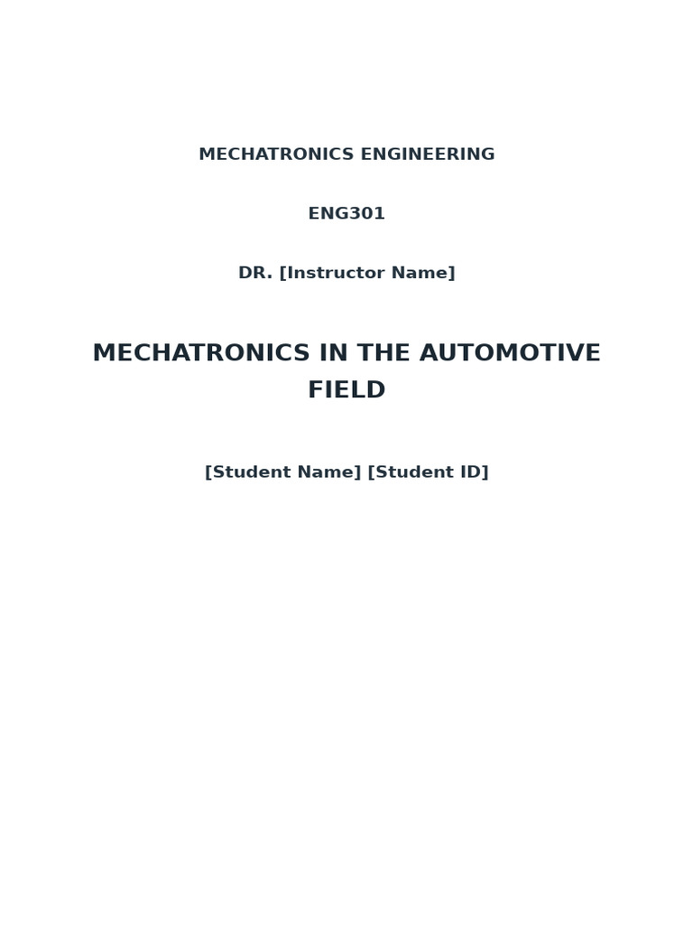 Mechatronics in Automotive Engineering | PDF | Mechatronics | Fuel ...
