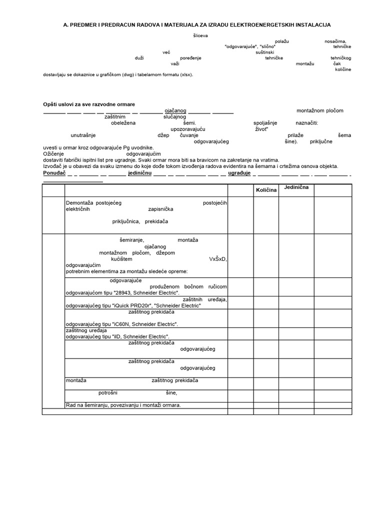 A. Predmer I Predracun EEN | PDF