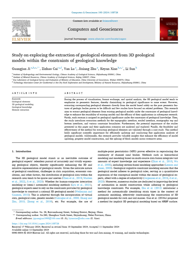 Study on exploring the extraction of geological elements from 3D ...
