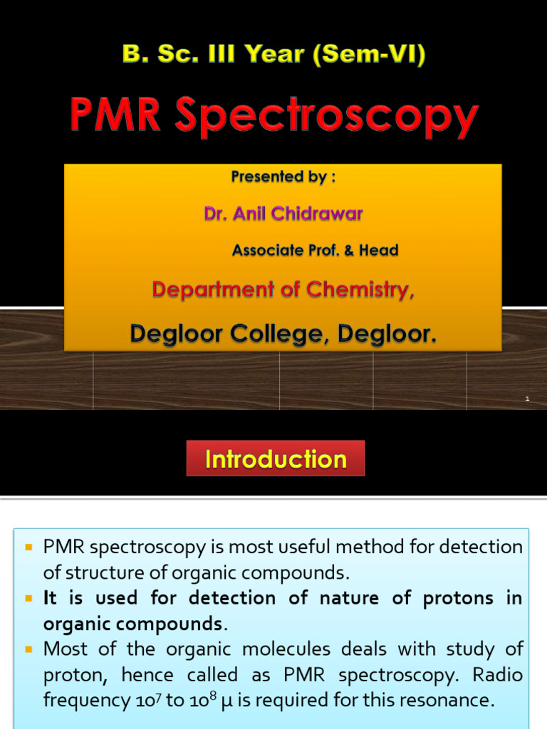 BSC III Sem VI PMR Spectros | PDF | Chemistry | Chemical Compounds