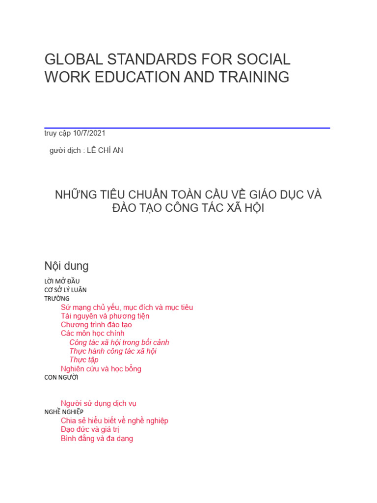 3-Global Standards For Social Work Education and Training | PDF