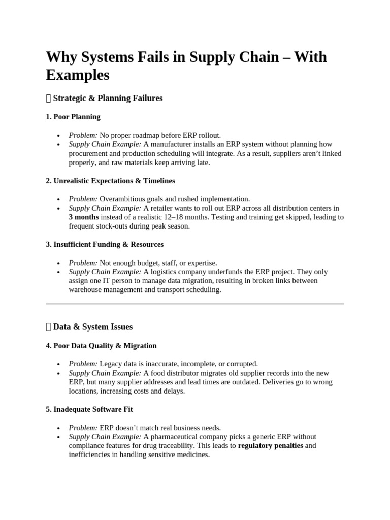 Why Systems Fails in Supply Chain | PDF | Enterprise Resource Planning ...