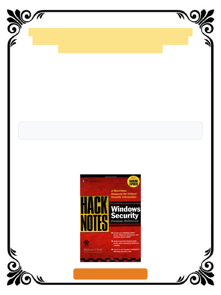 HackNotes Windows Security Portable Reference 1st Edition Michael O'Dea ...
