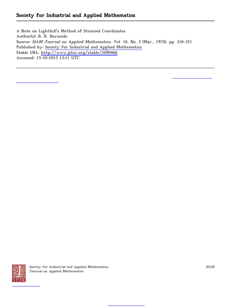 Lighthill's Strained Coordinates Method | PDF | Mathematics ...