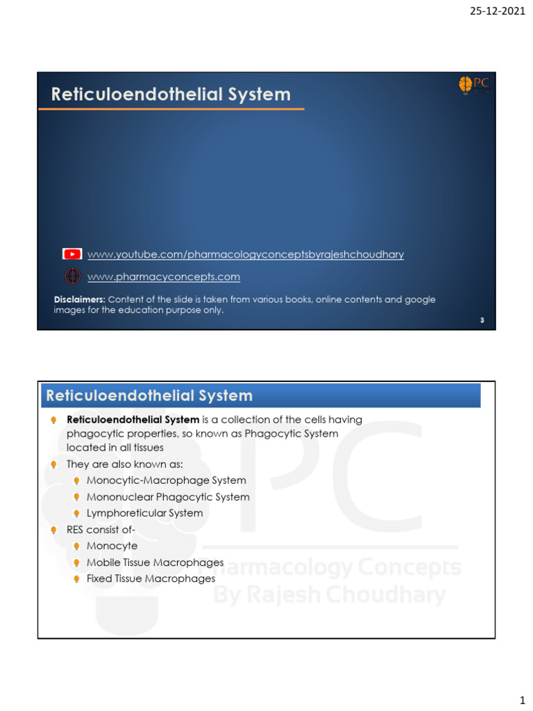 Retucloendothelial System | PDF | Macrophage | Monocyte