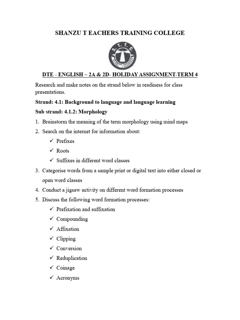 English-2a and 2d - Term 4 Holiday Assignment-2026 | PDF | Reading ...