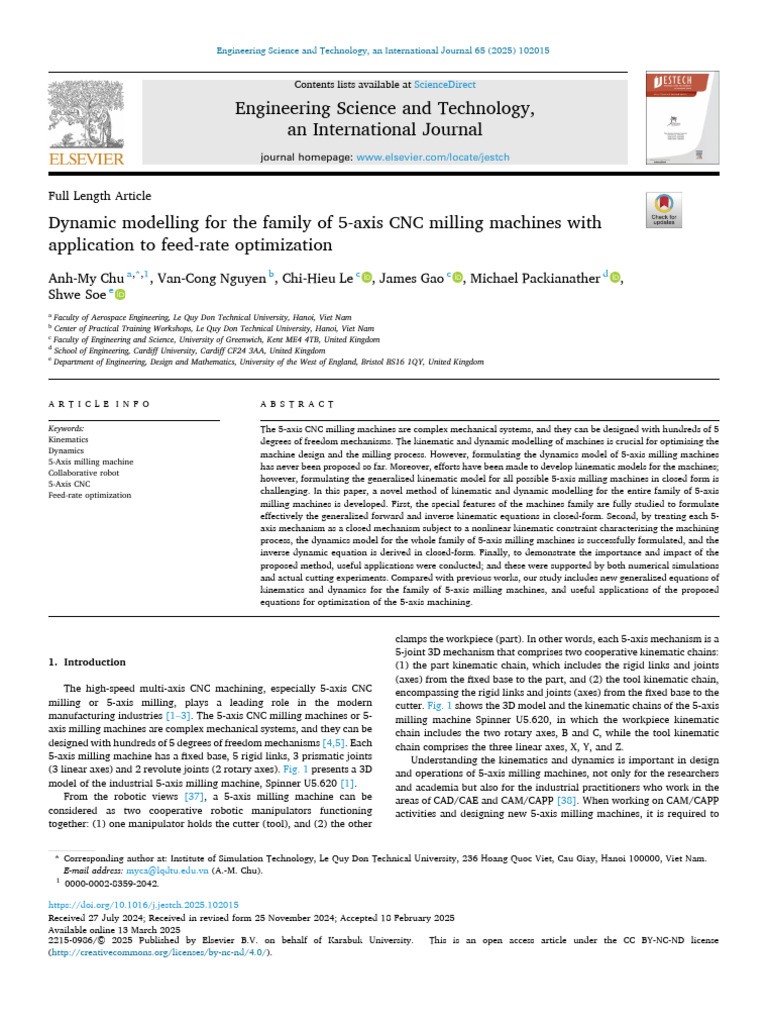 5-Axis CNC Milling Machine Dynamics | PDF | Rotation | Kinematics