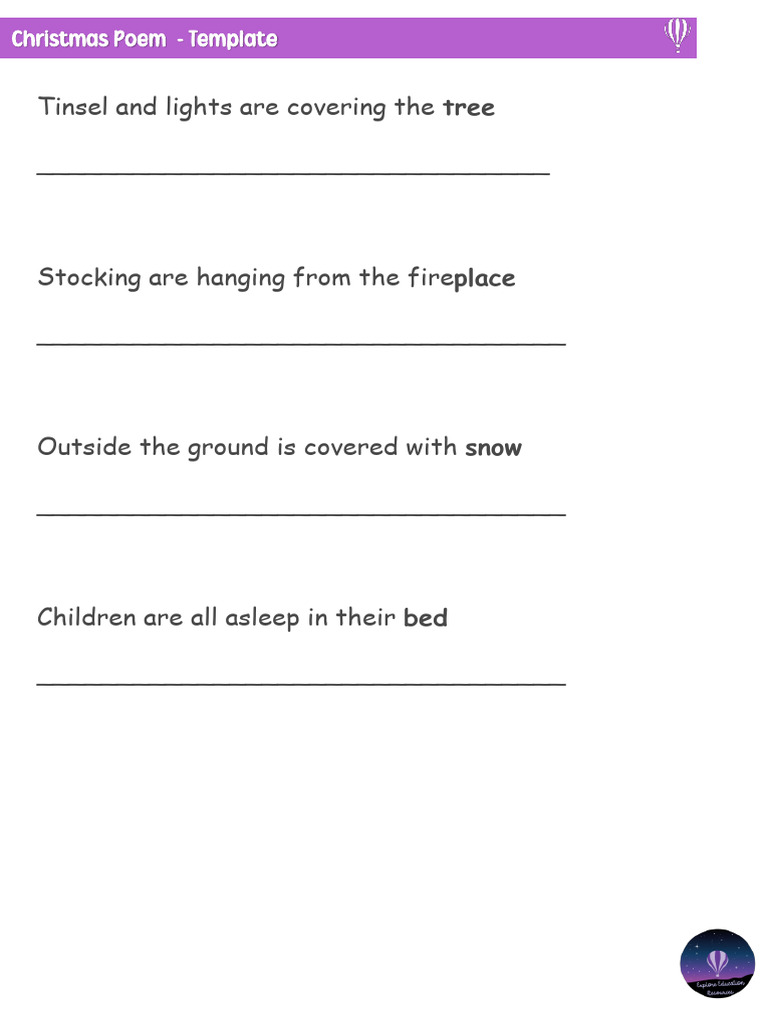 Christmas Poetry L1 Christmas Poem Template | PDF
