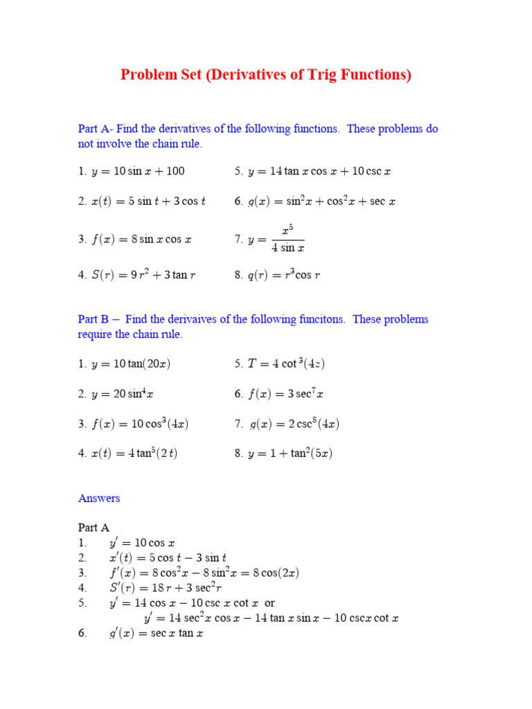 Trigonometric Function Derivatives Guide | PDF