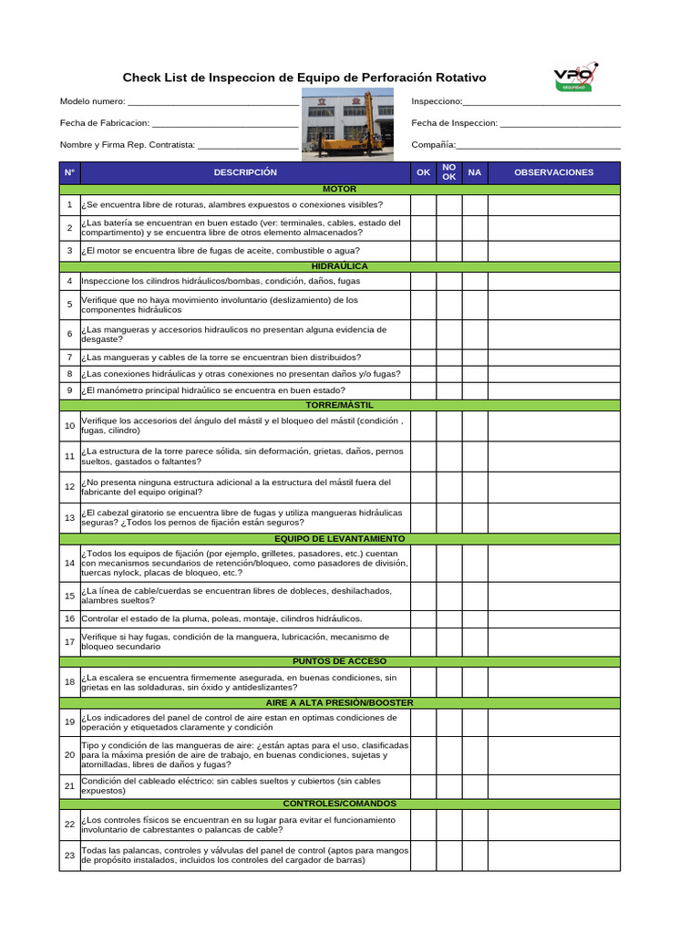 Check Equipo de Perforación | PDF | Ingeniería mecánica