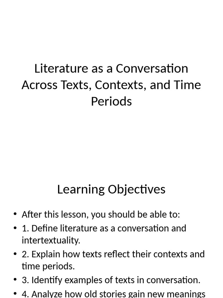 Literature As A Conversation Presentation | PDF