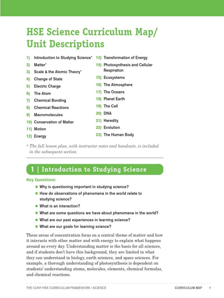 CCF Science CurriculumMap | PDF | Atoms | Matter