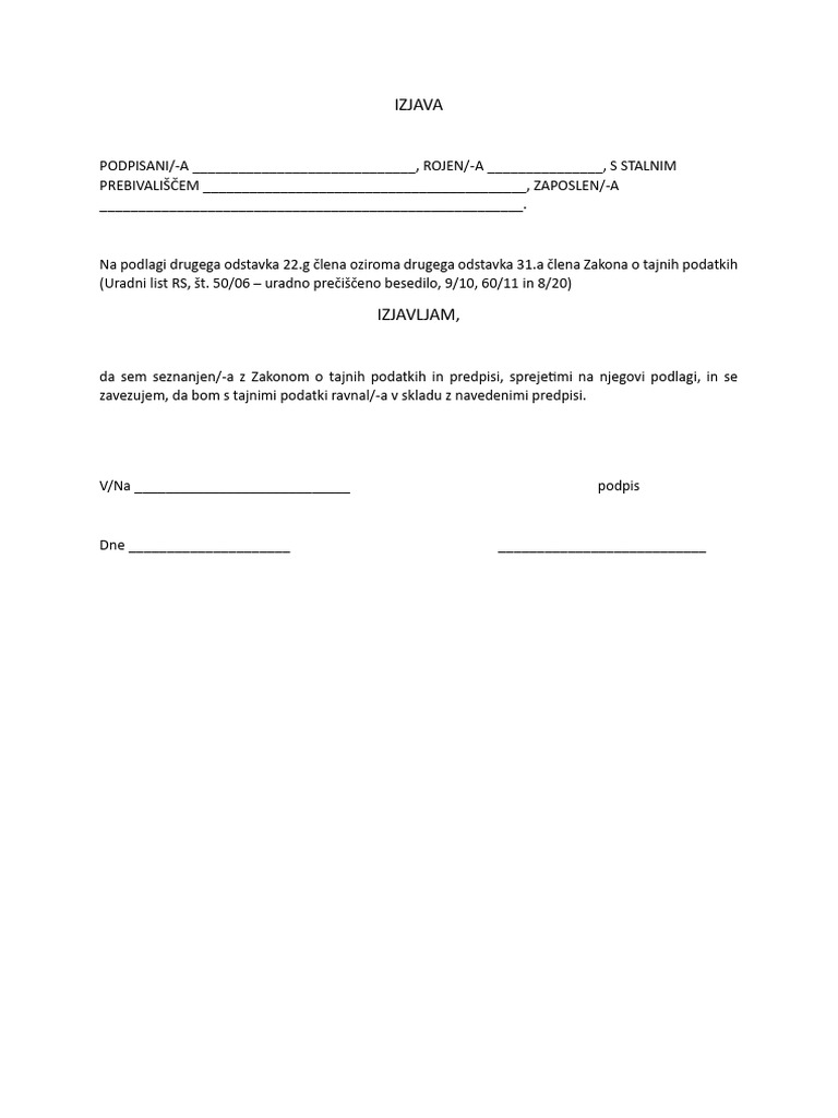 Izjava | PDF