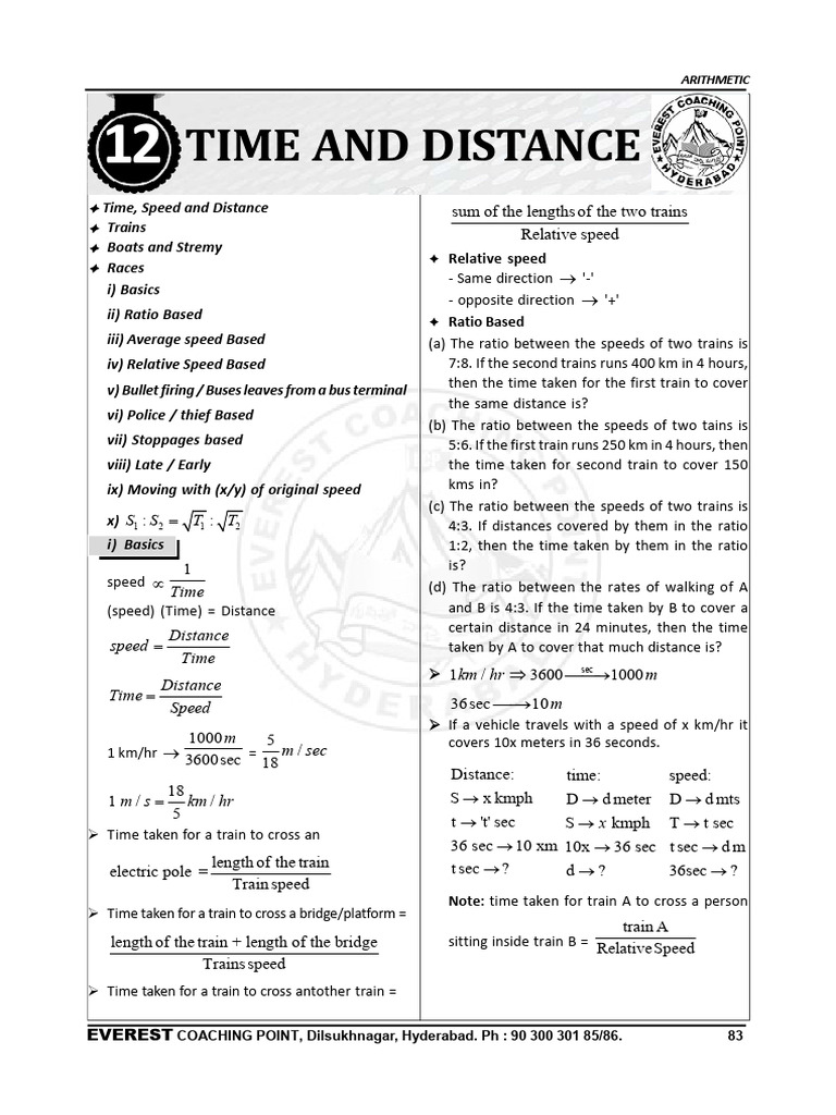 Time, Speed & Distance Handout | PDF | Speed | Velocity