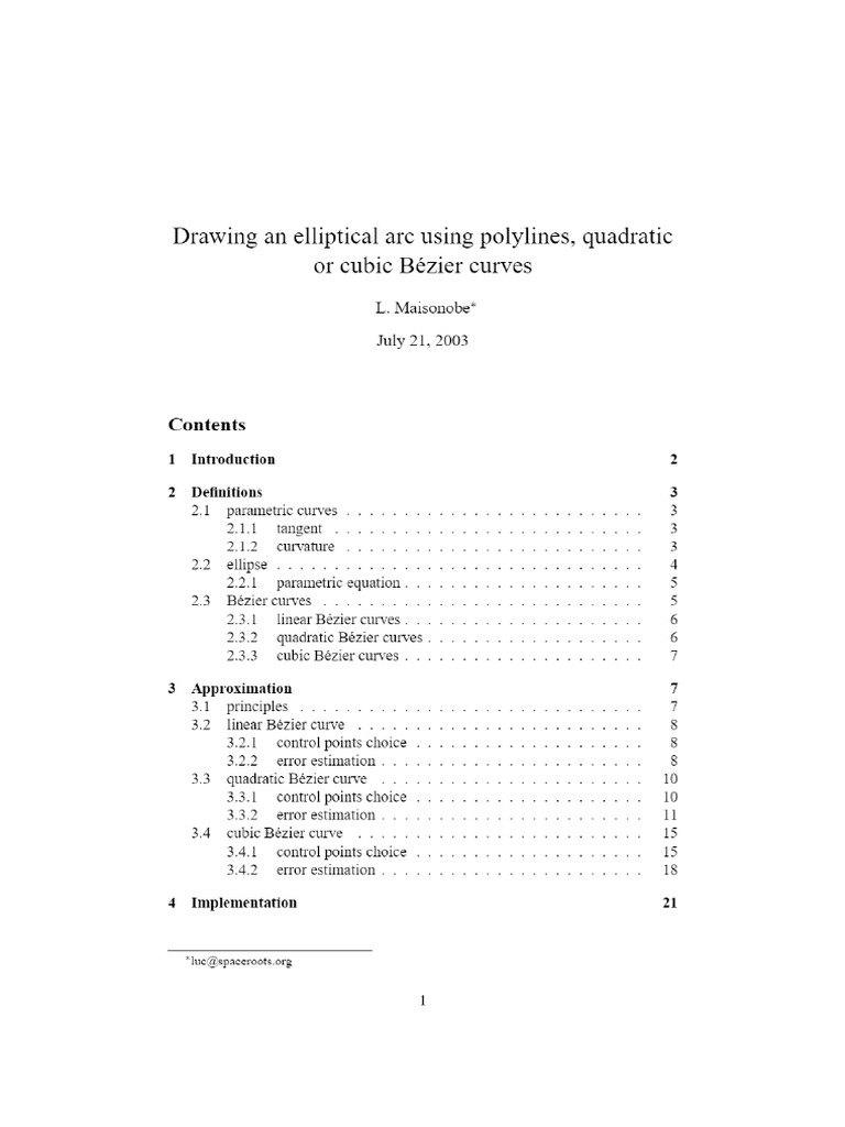 Drawing An Elliptical Arc Using Polylines, Quadratic or | PDF