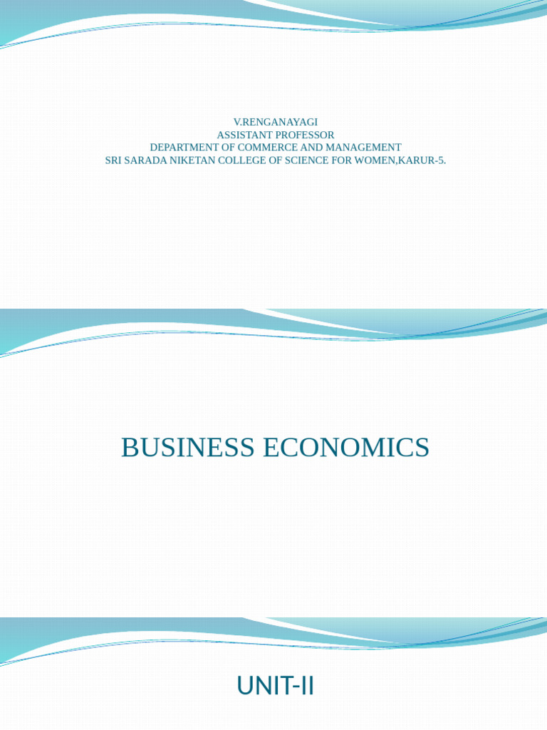 Business Economics UNIT-II | PDF