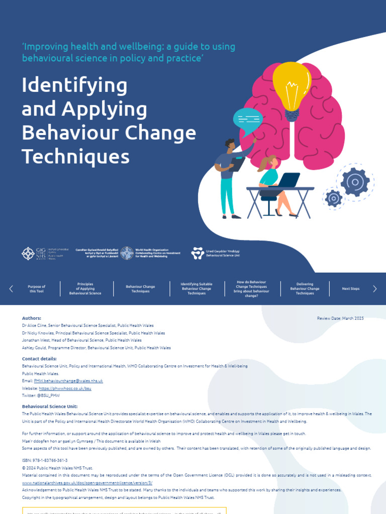 Identifying and Applying Behaviour Change Techniques 1 | PDF | Behavior ...