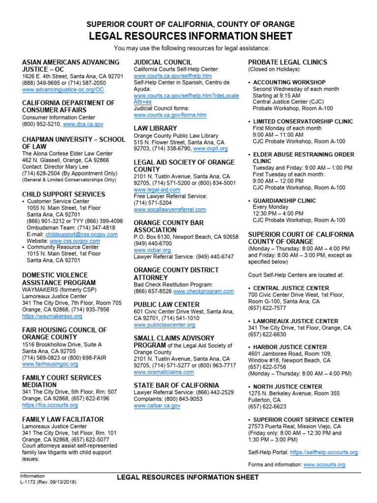 Orange County Legal Resources Guide | PDF | Orange County | Justice