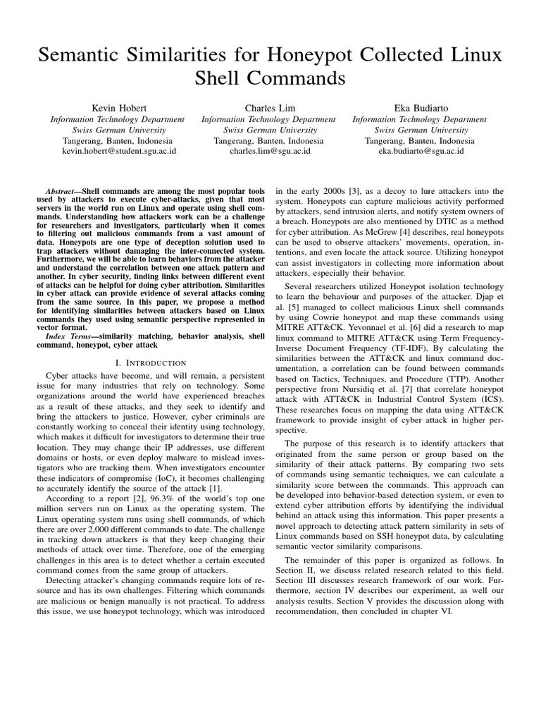 Semantic Analysis of Linux Shell Commands | PDF | Data | Internet Of Things