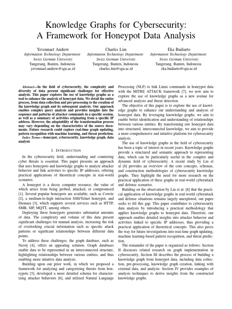 2023 - Knowledge Graphs For Cybersecurity A Framework For Honeypot Data ...