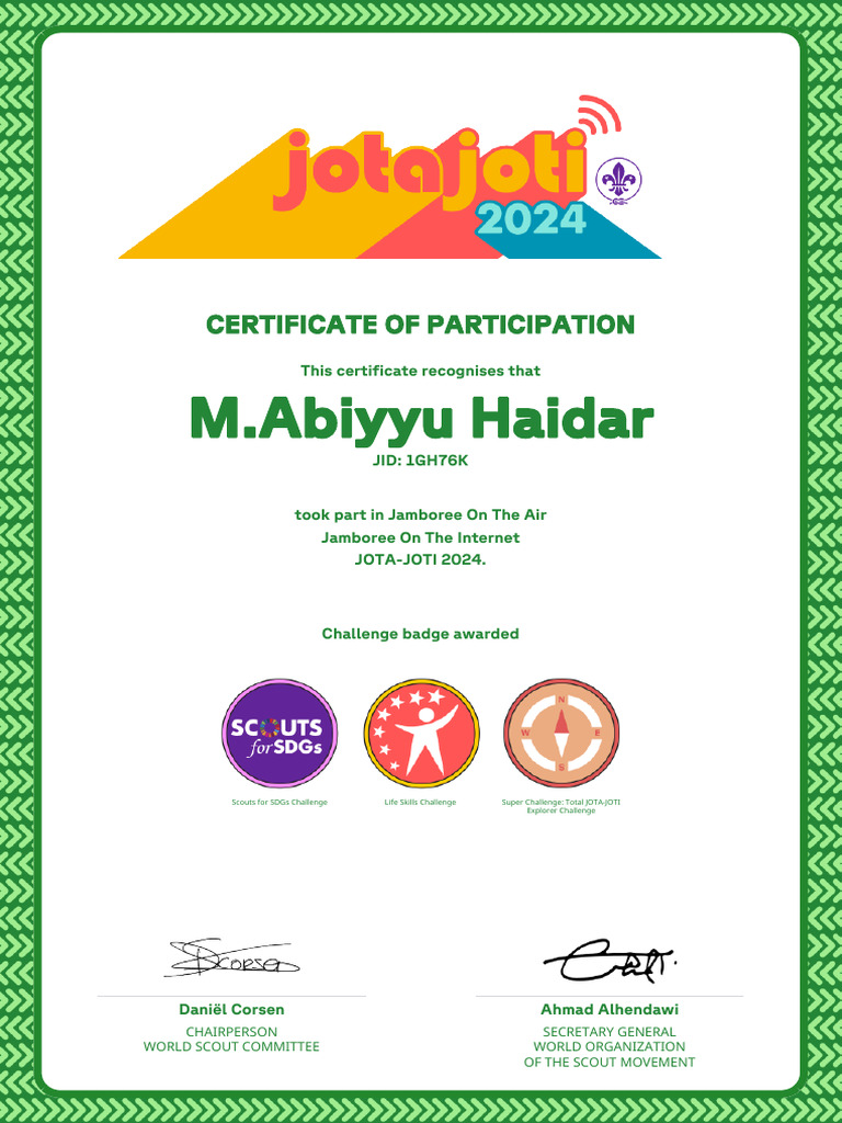 Jota Joti Certificate | PDF