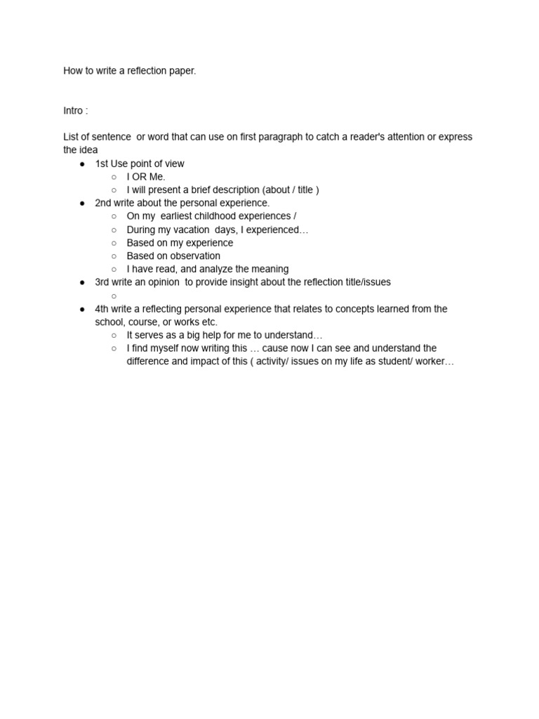 How To Write A Reflection Paper | PDF