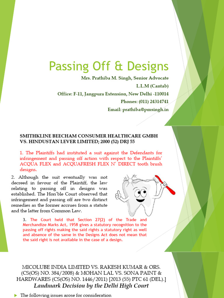 Passing Off and Design Law Insights | PDF | Trademark | Trademark ...
