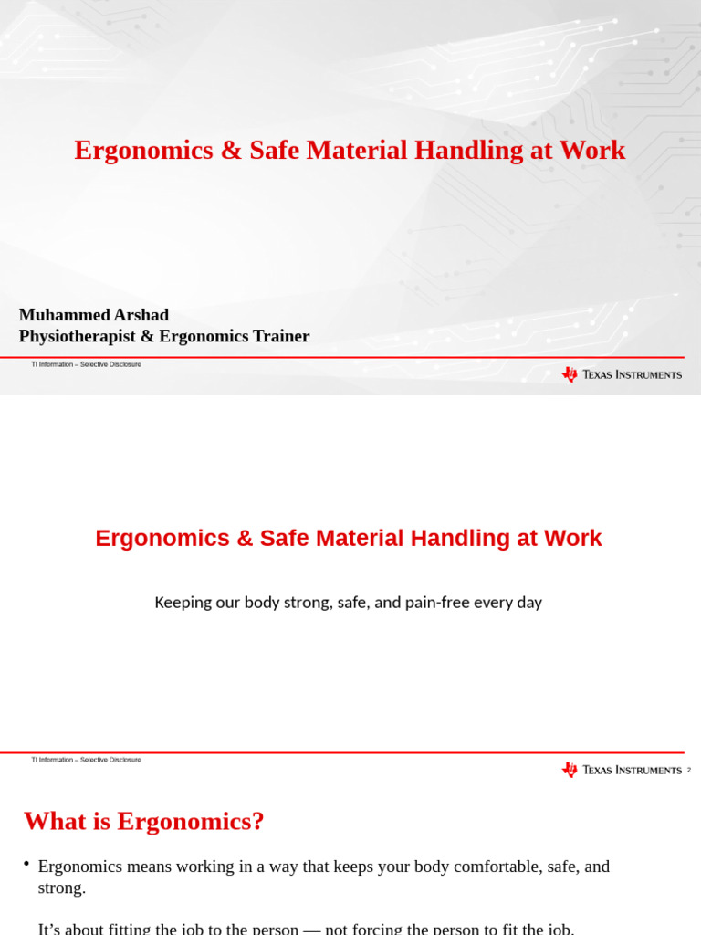 Ergonomics For Material Handling | PDF