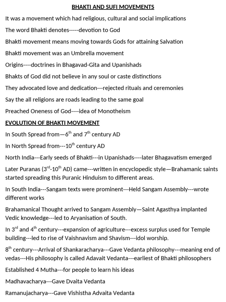 Overview of Bhakti and Sufi Movements | PDF | Bhakti Movement | Vaishnavism