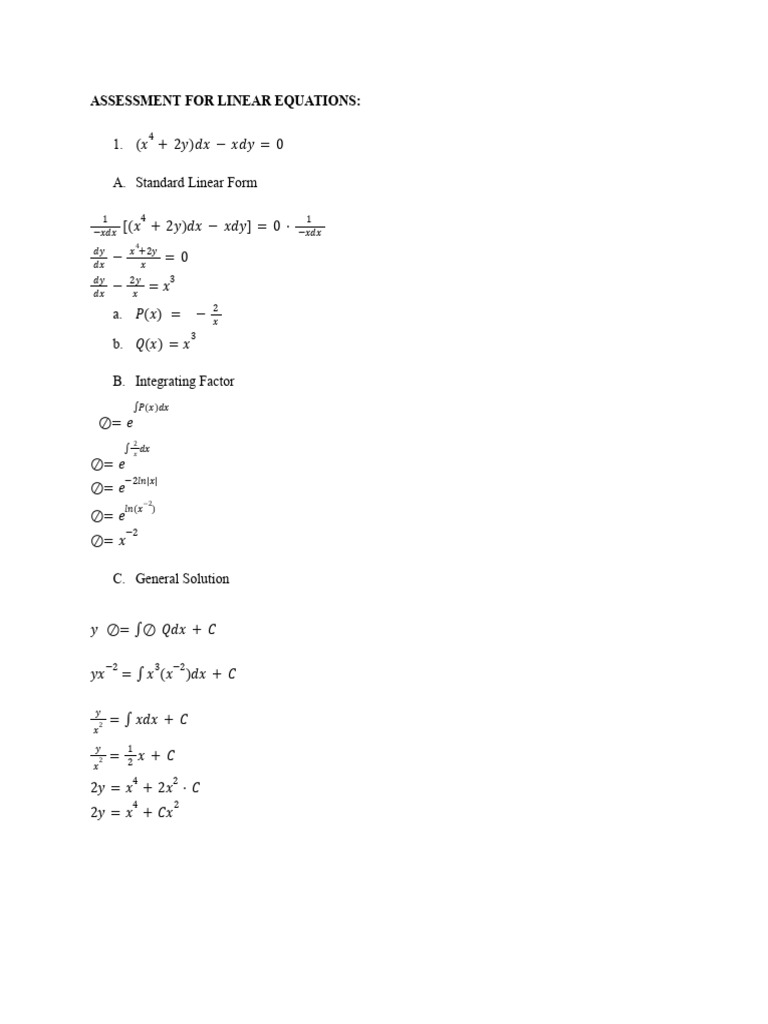Assessment of Linear Equations Solutions | PDF