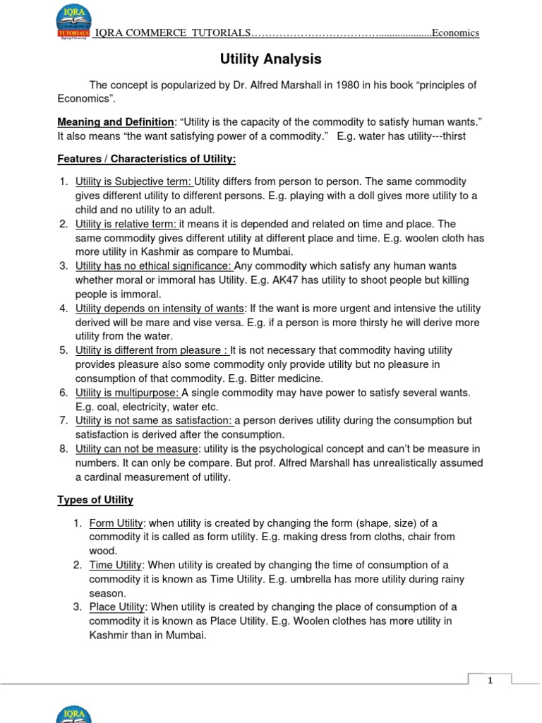 Utility Analysis | PDF | Utility | Marginal Utility