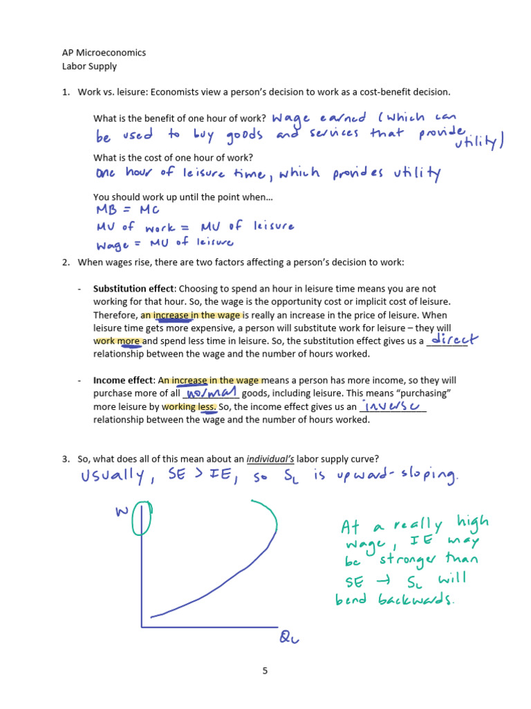 Packet Pages 5-6 - Labor Supply | PDF | Labour Economics | Income