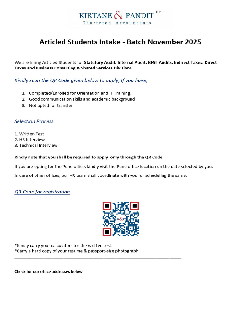 Articled Students Intake Nov 2025 | PDF