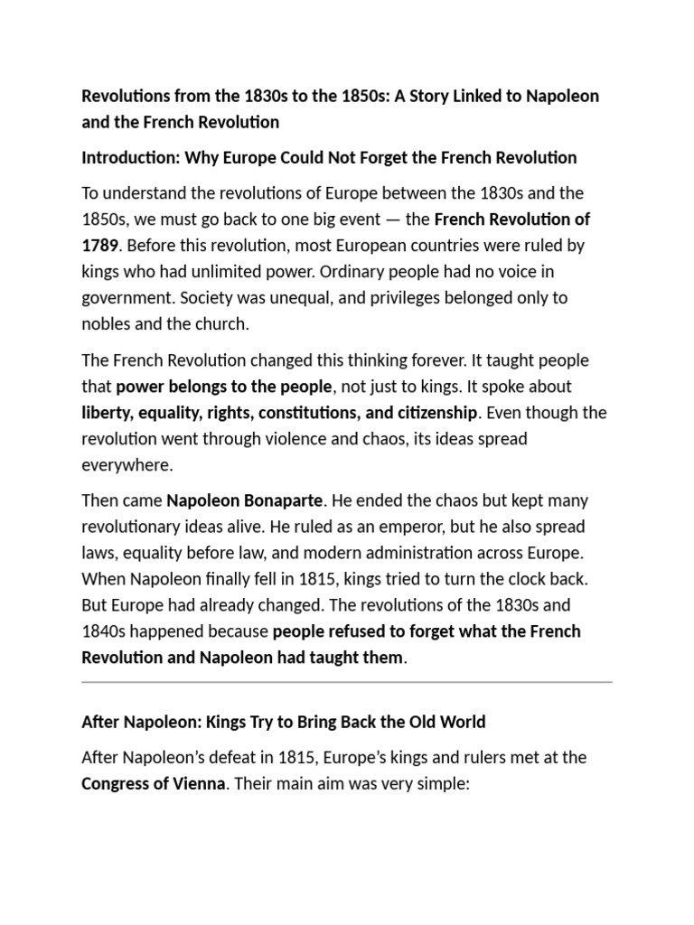 European Revolutions: 1830-1850 Overview | PDF | French Revolution ...
