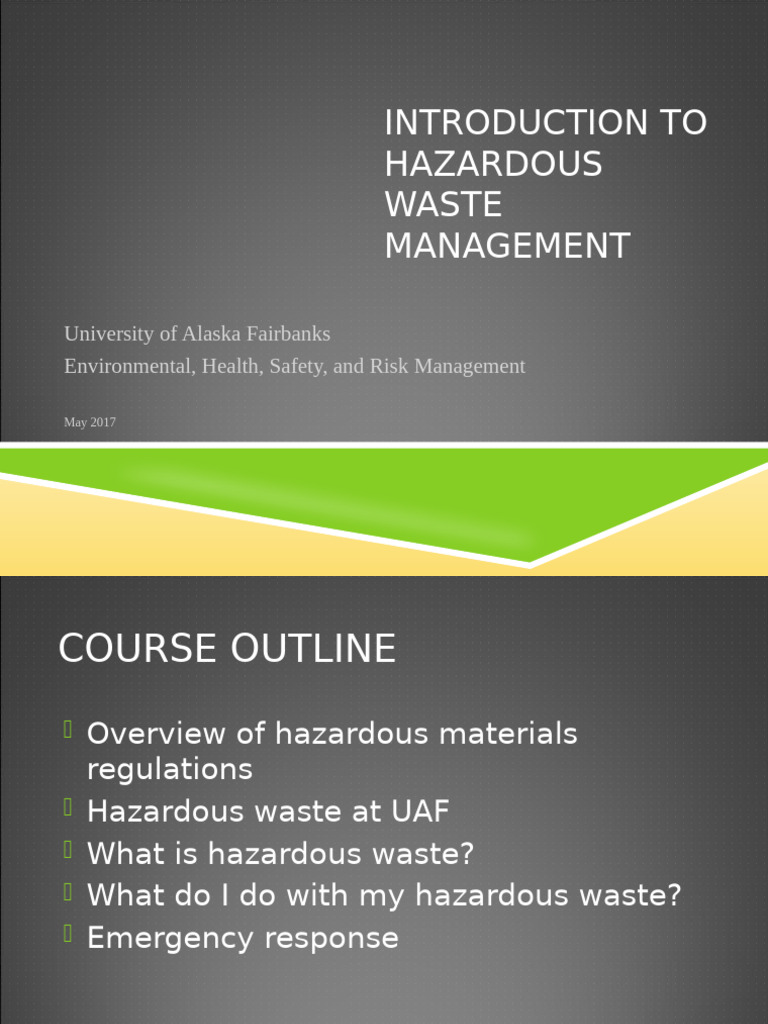 Hazardous Waste Management Overview | PDF | Dangerous Goods | Resource ...