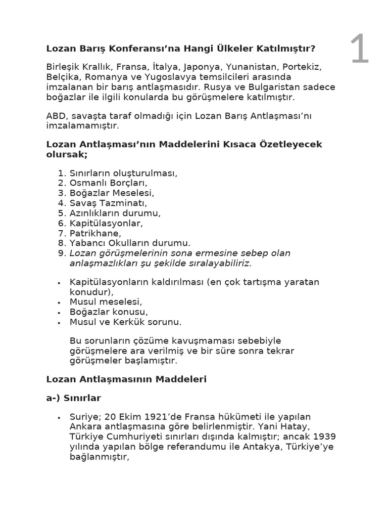 Lozan Barış Konferansı | PDF